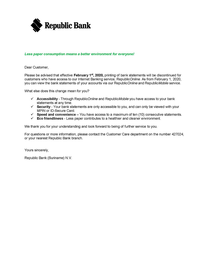 NOTICE | Republic Bank